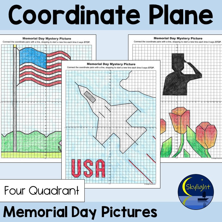 Memorial Day Math Coordinate Plane Graphing Pictures in All Four ...