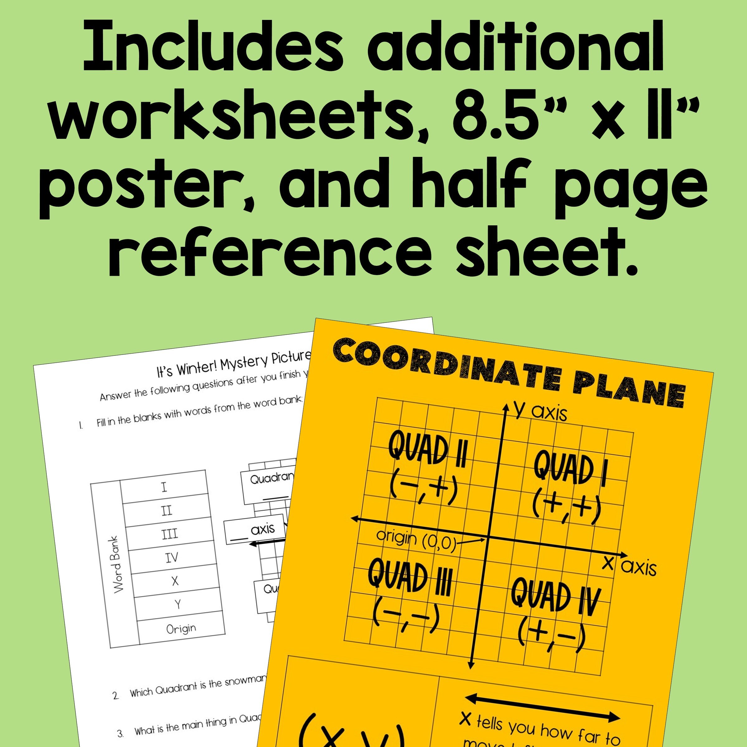 EASY Four Quadrant Coordinate Plane Graphing Pictures for the Seasons ...