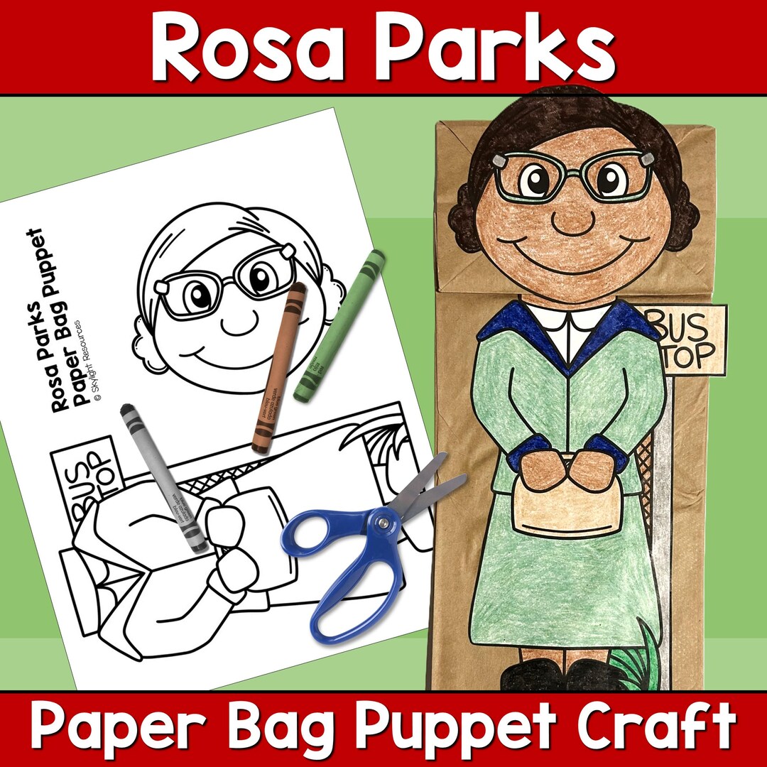 Black History Month, Women's History Month, Rosa Parks Paper Bag Puppet ...