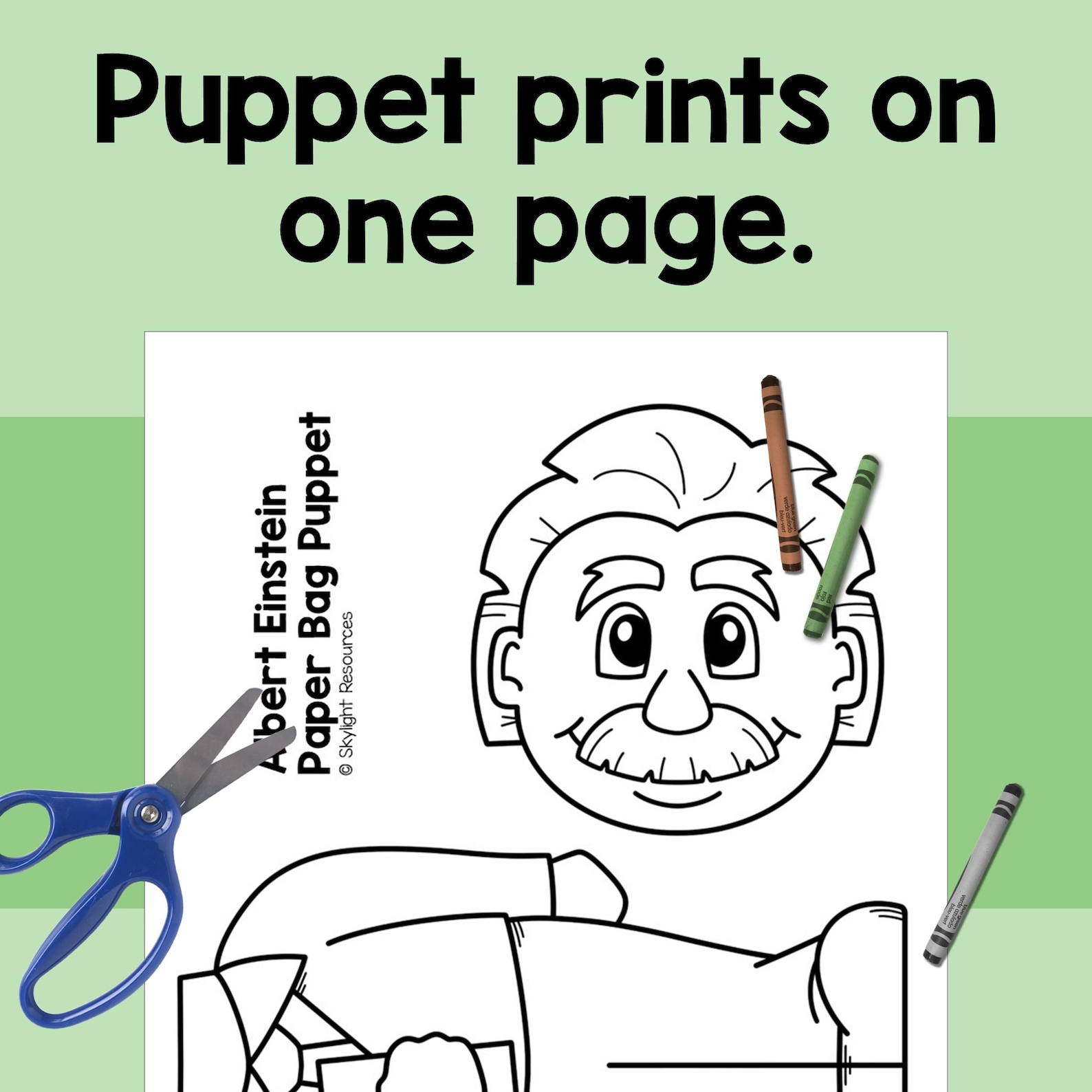 Albert Einstein Paper Bag Puppet Craft Activity, Fun Science Themed ...
