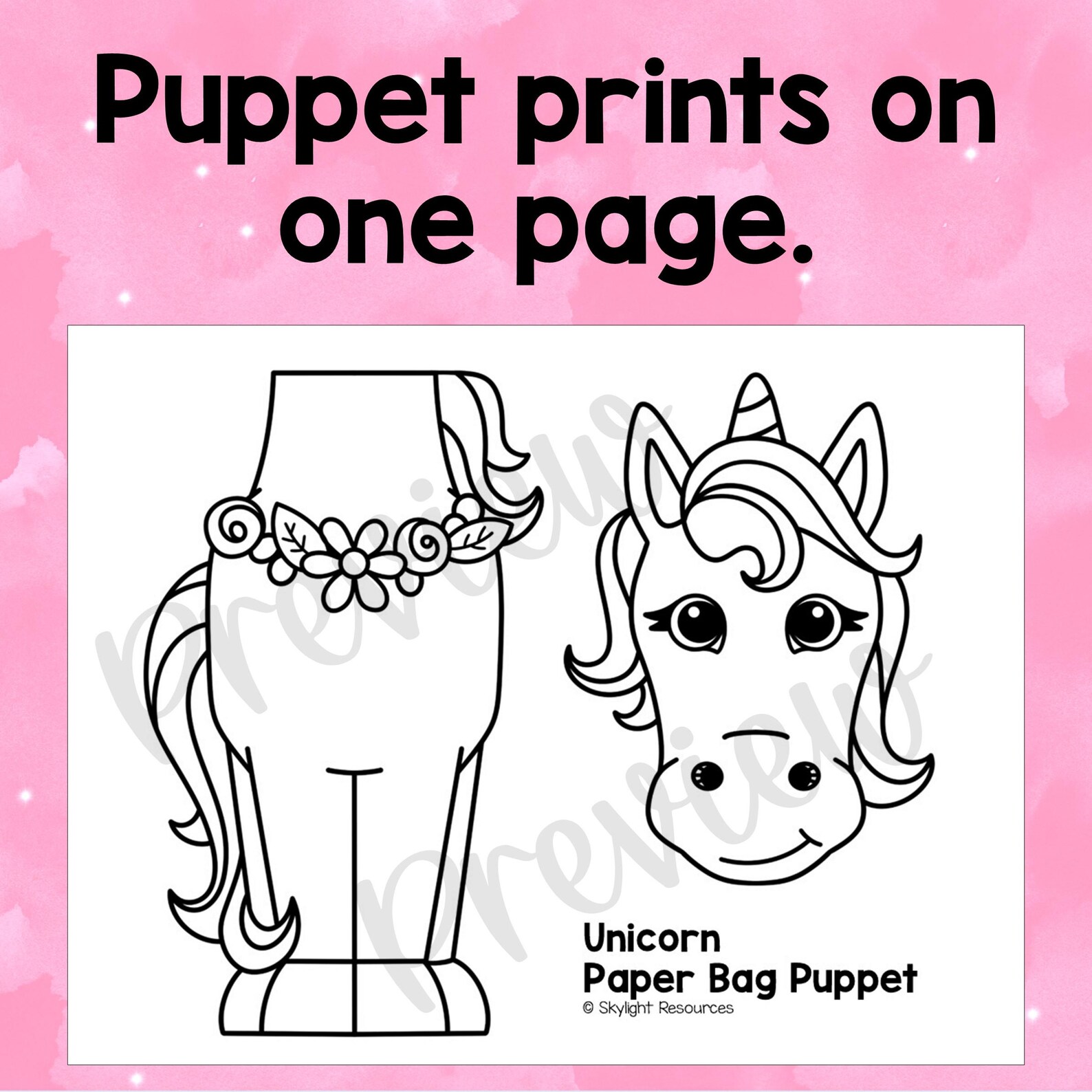 Unicorn Paper Bag Puppet Fun Craft Activity for Kids - Etsy