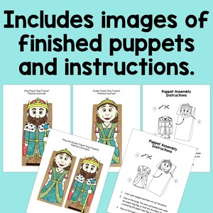 King and Queen Paper Bag Puppets Fun Craft Activity for Kids - Etsy