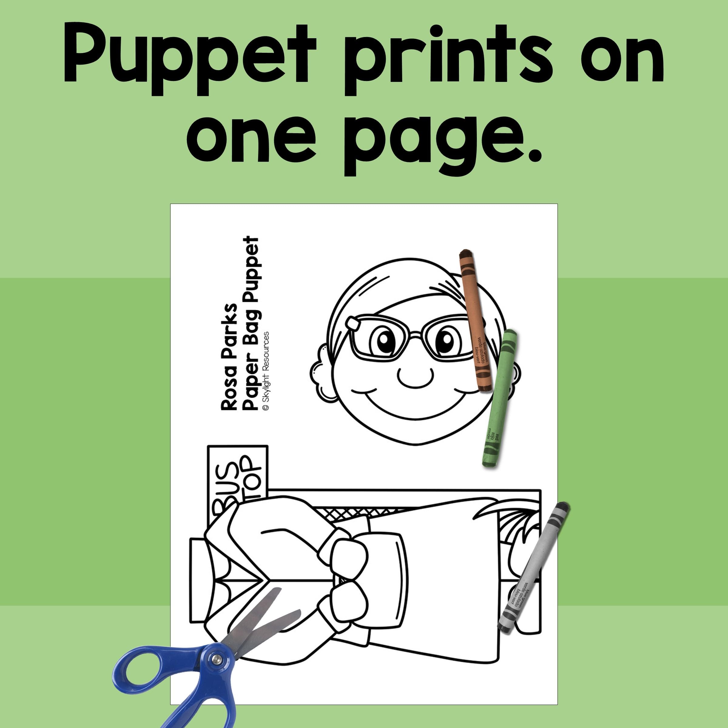 Black History Month, Women's History Month Rosa Parks Puppet Craft ...