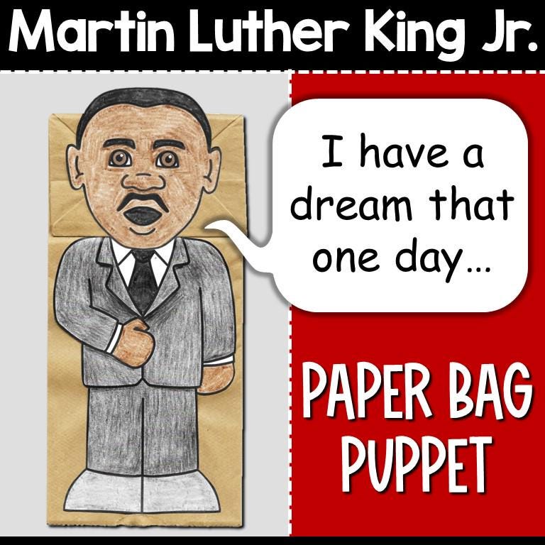 Martin Luther King Jr. Paper Bag Puppet | Black History Month Craft ...