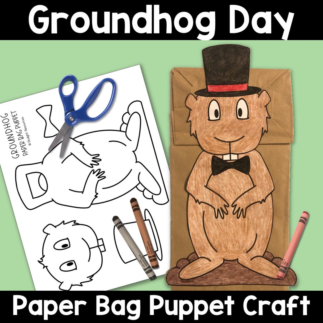 Groundhog Day Paper Bag Puppet Kids Craft Activity for February - Etsy