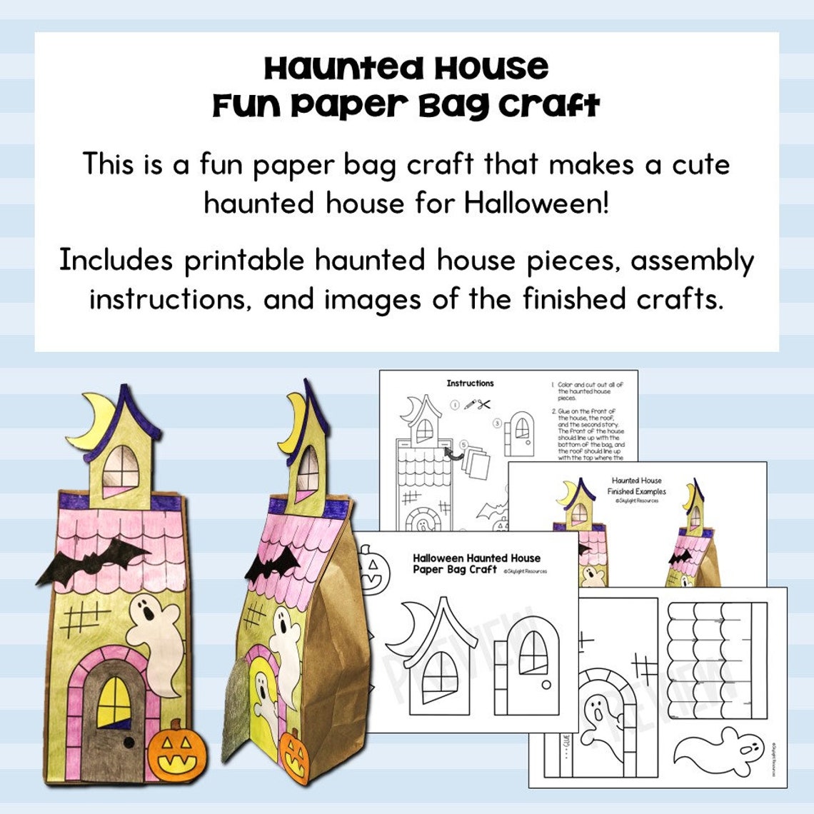Halloween Haunted House Paper Bag Craft Activity for Kids - Etsy