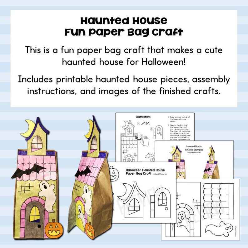 Halloween Haunted House Paper Bag Craft Activity for Kids - Etsy