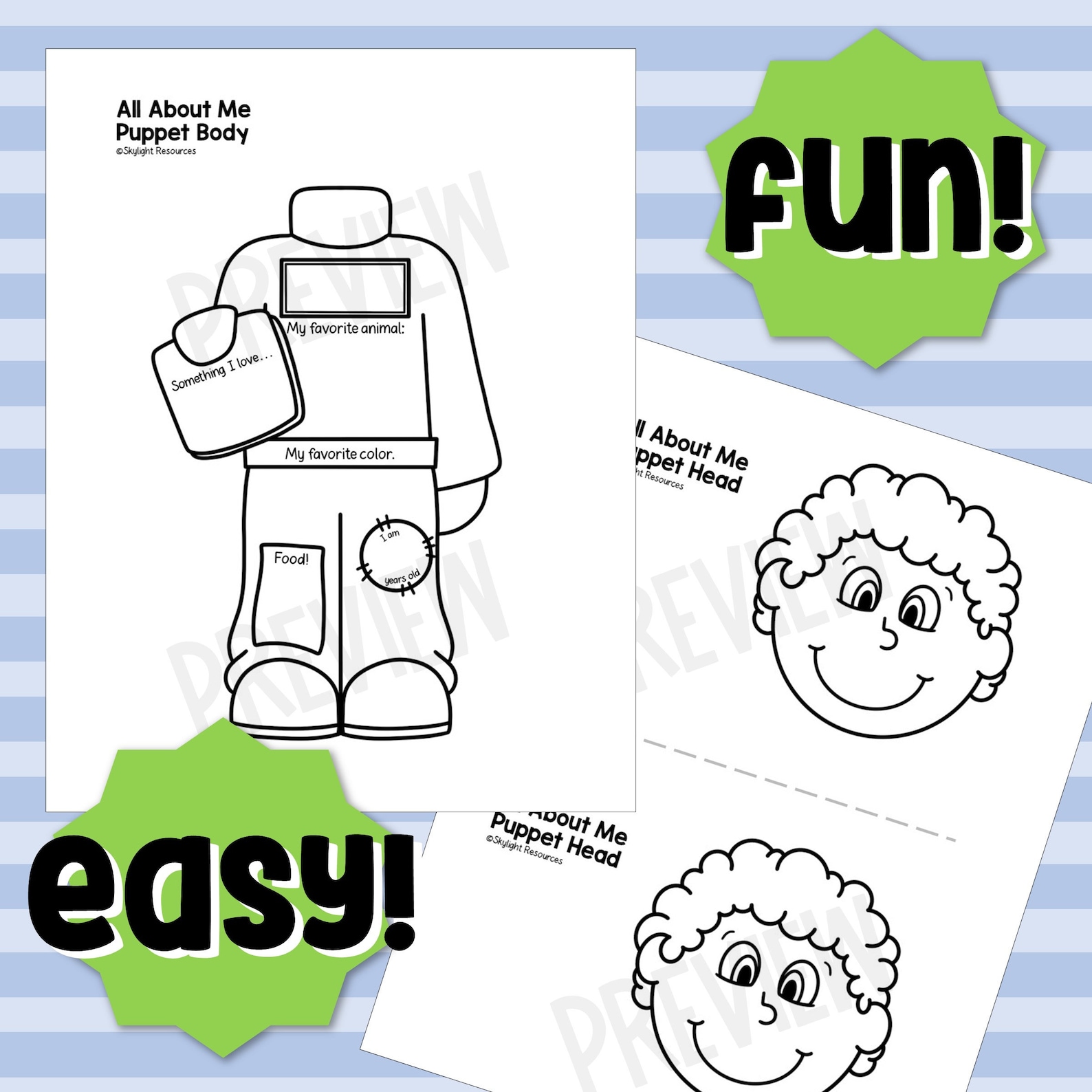 Back to School All About Me Paper Bag Puppet Kids Craft Activity - Etsy