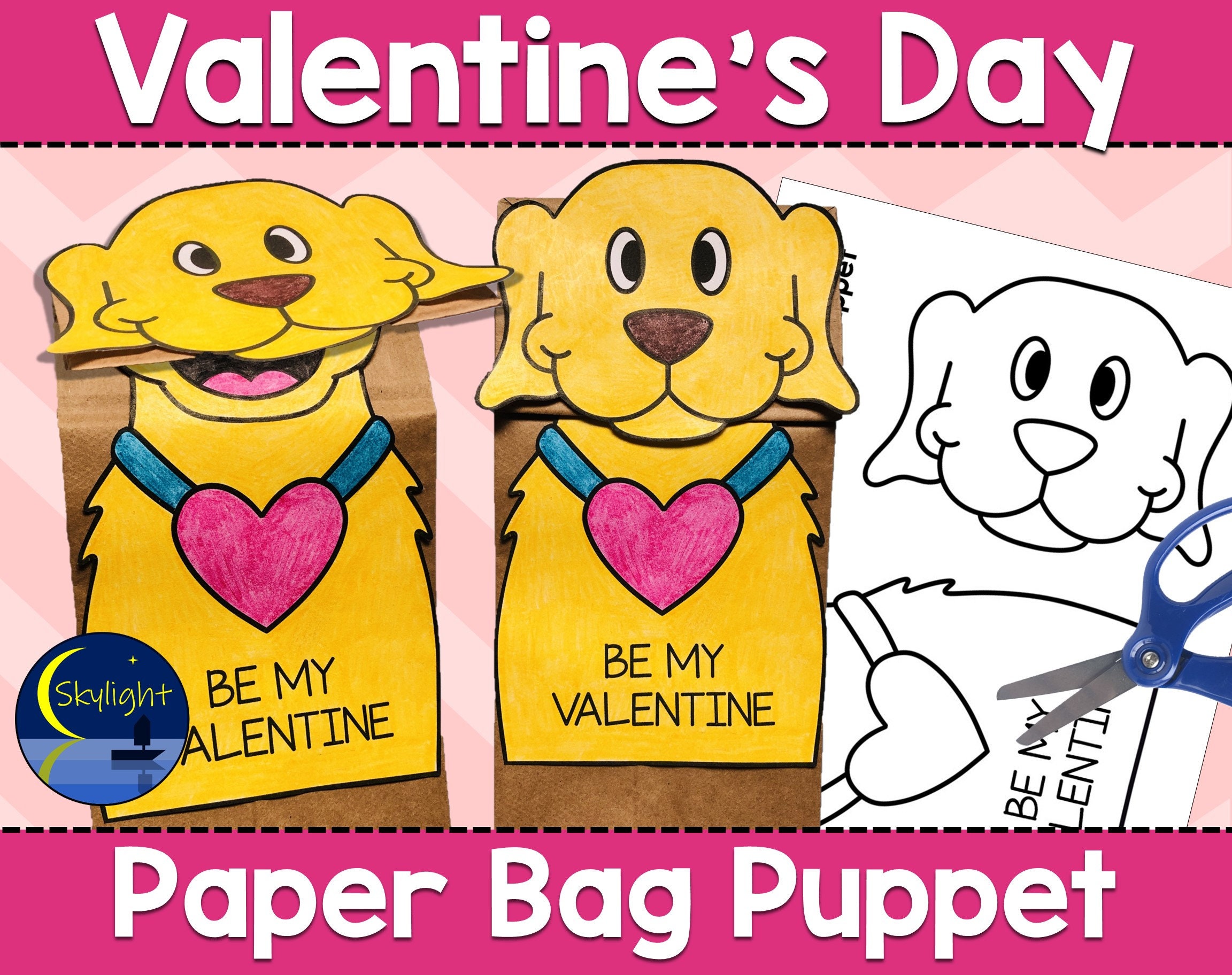 Valentine's Day Paper Bag Puppet Fun February Craft for Kids Home or ...