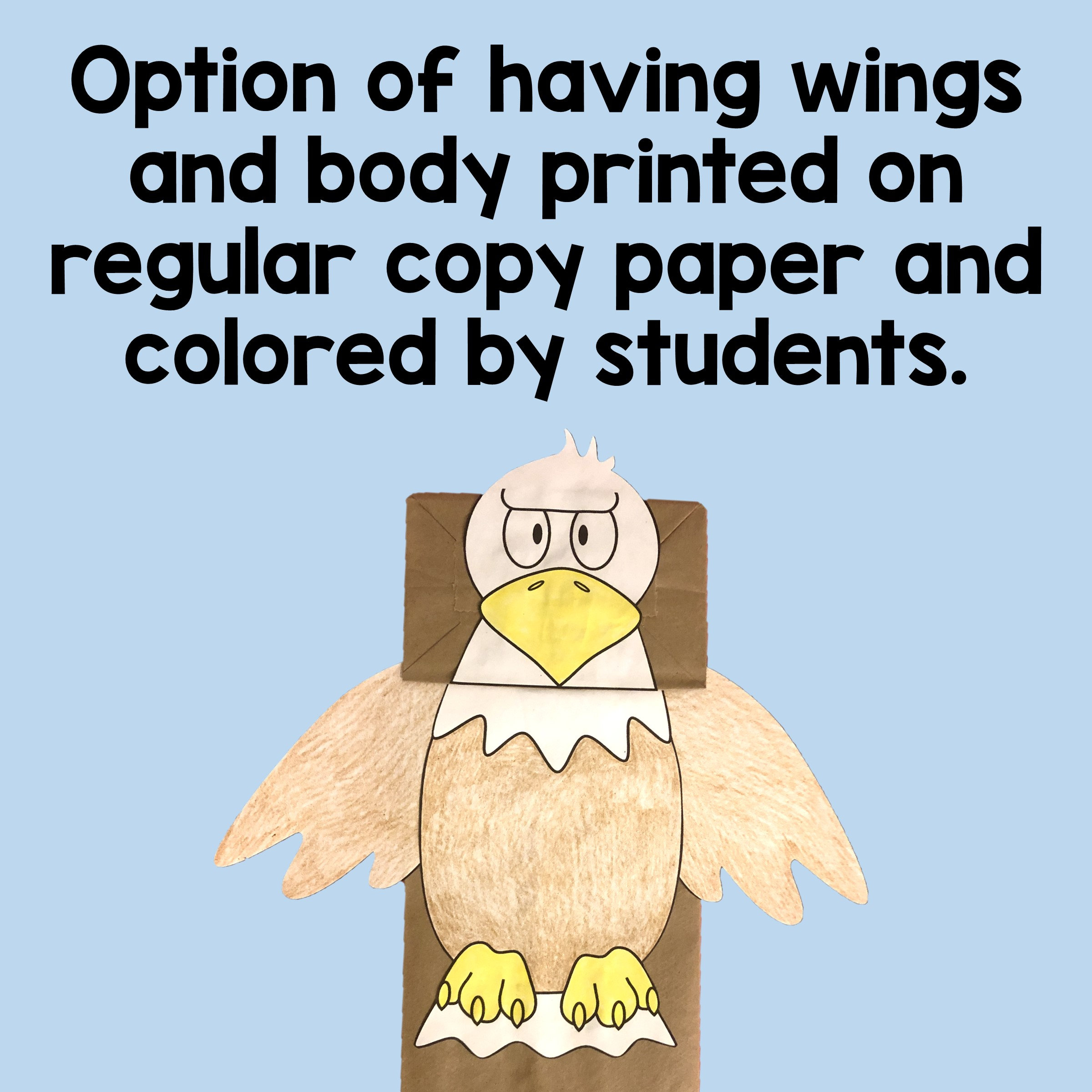 Bald Eagle Paper Bag Puppet Craft for Patriotic Holidays | Great for ...