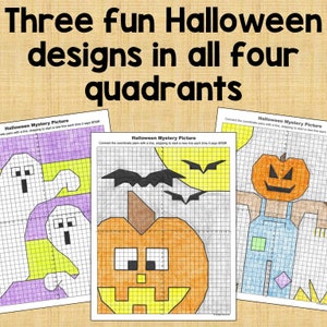 Halloween Four Quadrant Coordinate Plane Graphing Mystery Pictures Math ...