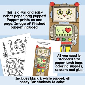 Robot Paper Bag Puppet Fun Craft Activity for Kids - Etsy Canada