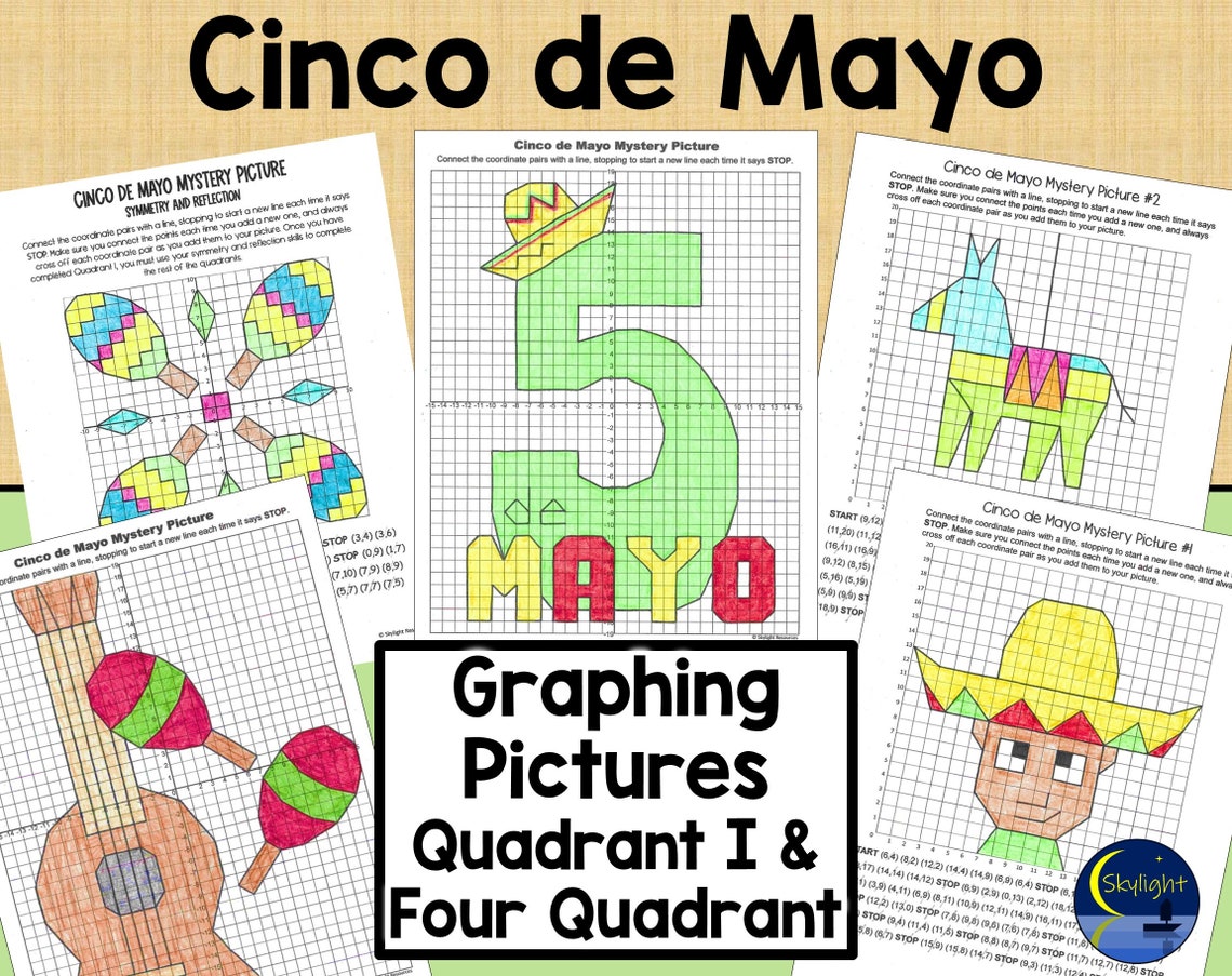 Cinco De Mayo Coordinate Plane Mystery Graphing Pictures - Etsy