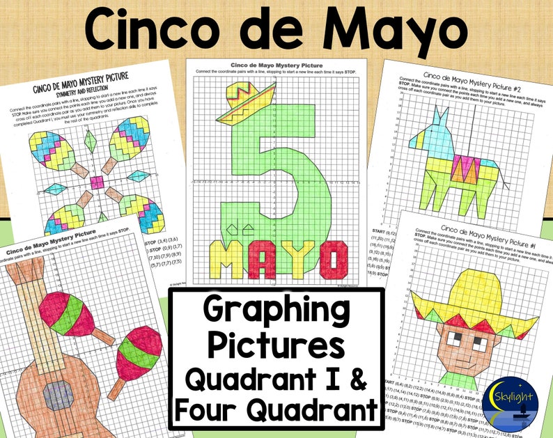 Cinco De Mayo Coordinate Plane Mystery Graphing Pictures - Etsy