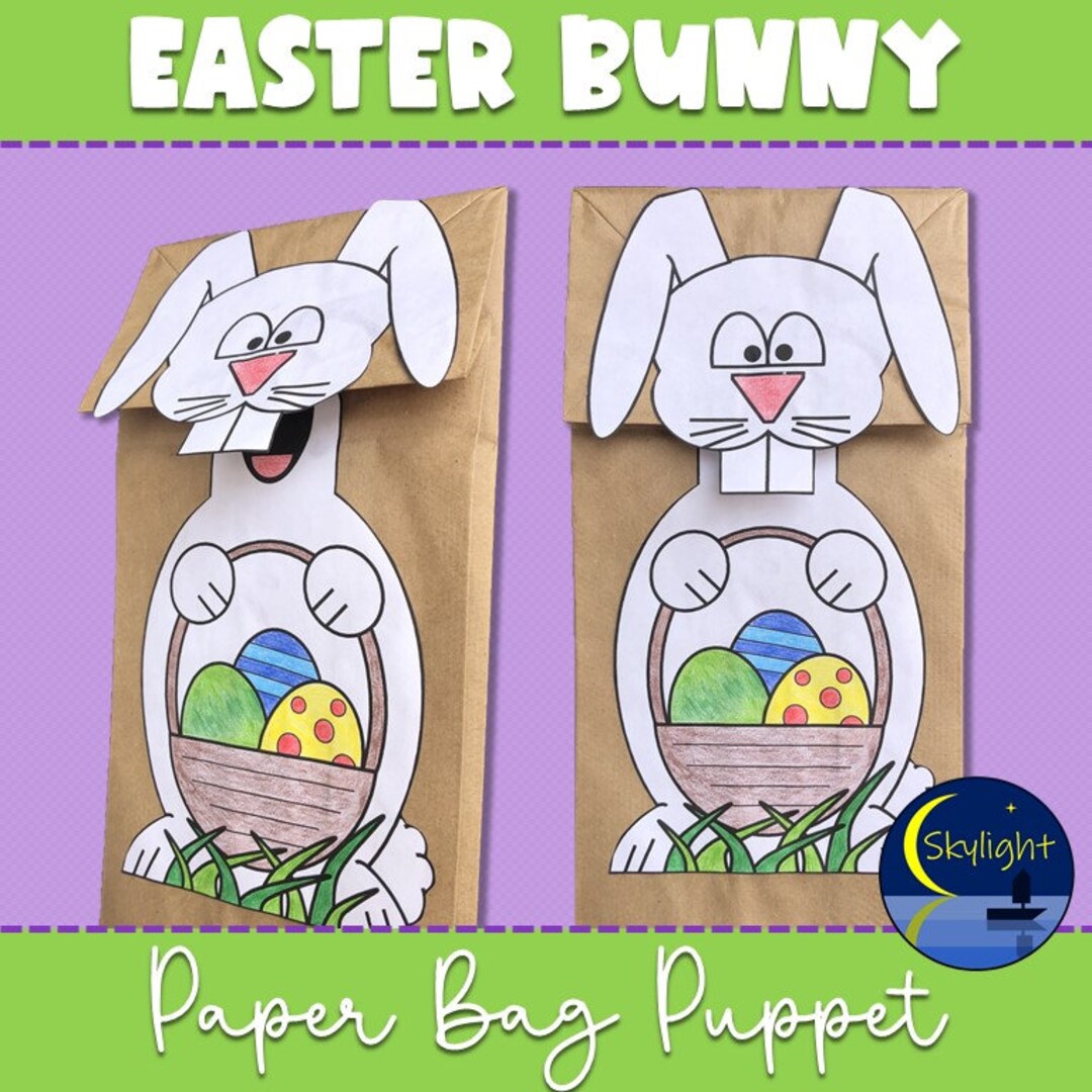 Easter Bunny Paper Bag Puppet Kids Craft Activity for School or Home - Etsy