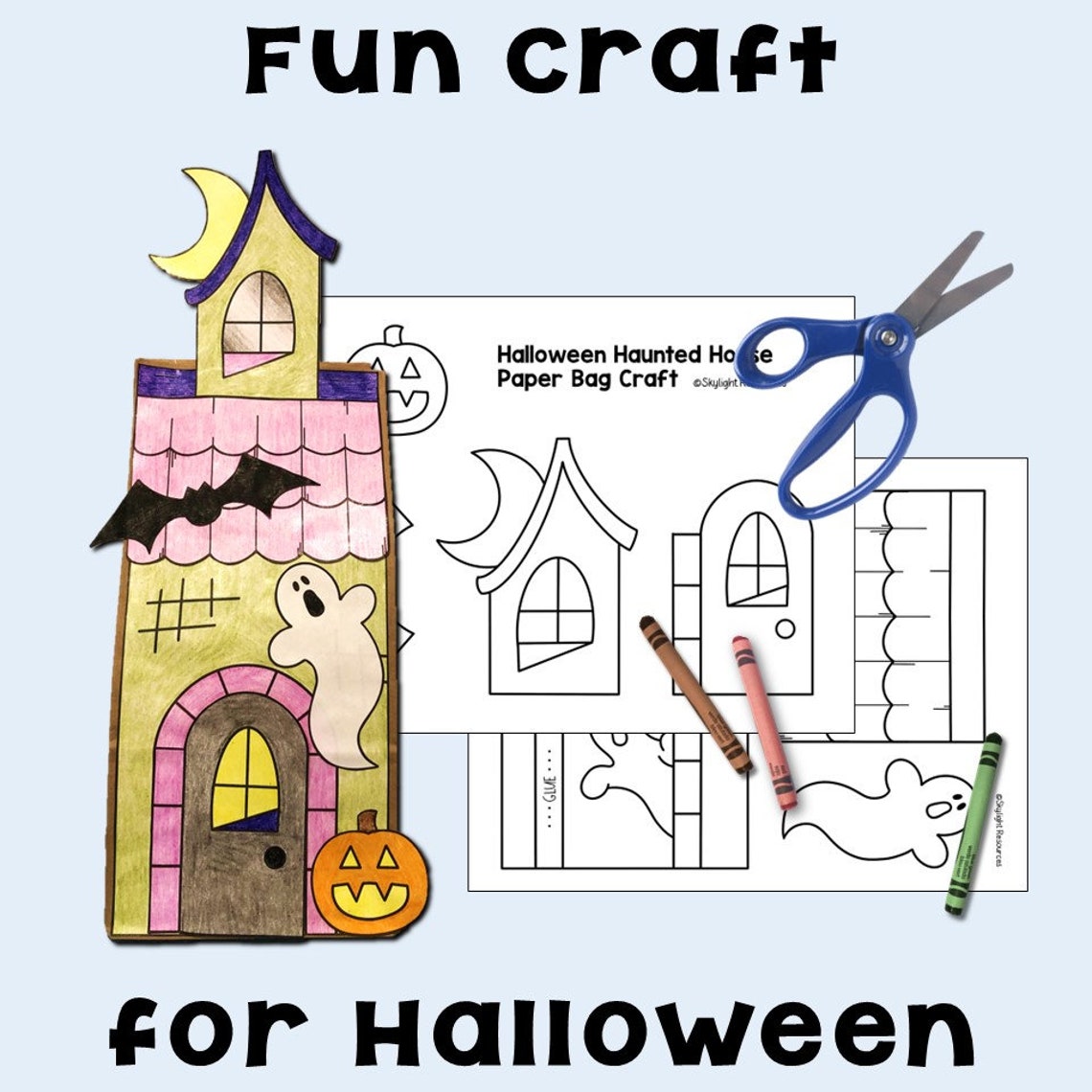 Halloween Haunted House Paper Bag Craft Activity for Kids - Etsy