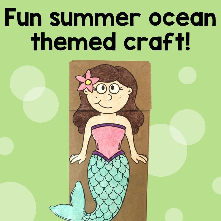 Paper Bag Puppet Craft | Mermaid Summer Ocean Theme | Fun Activity for ...
