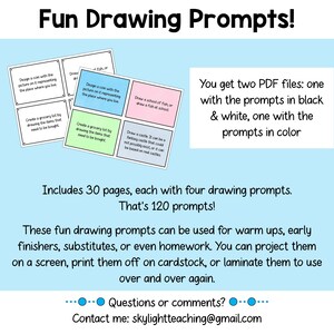 Drawing Prompts for Middle and High School Art Class - Etsy