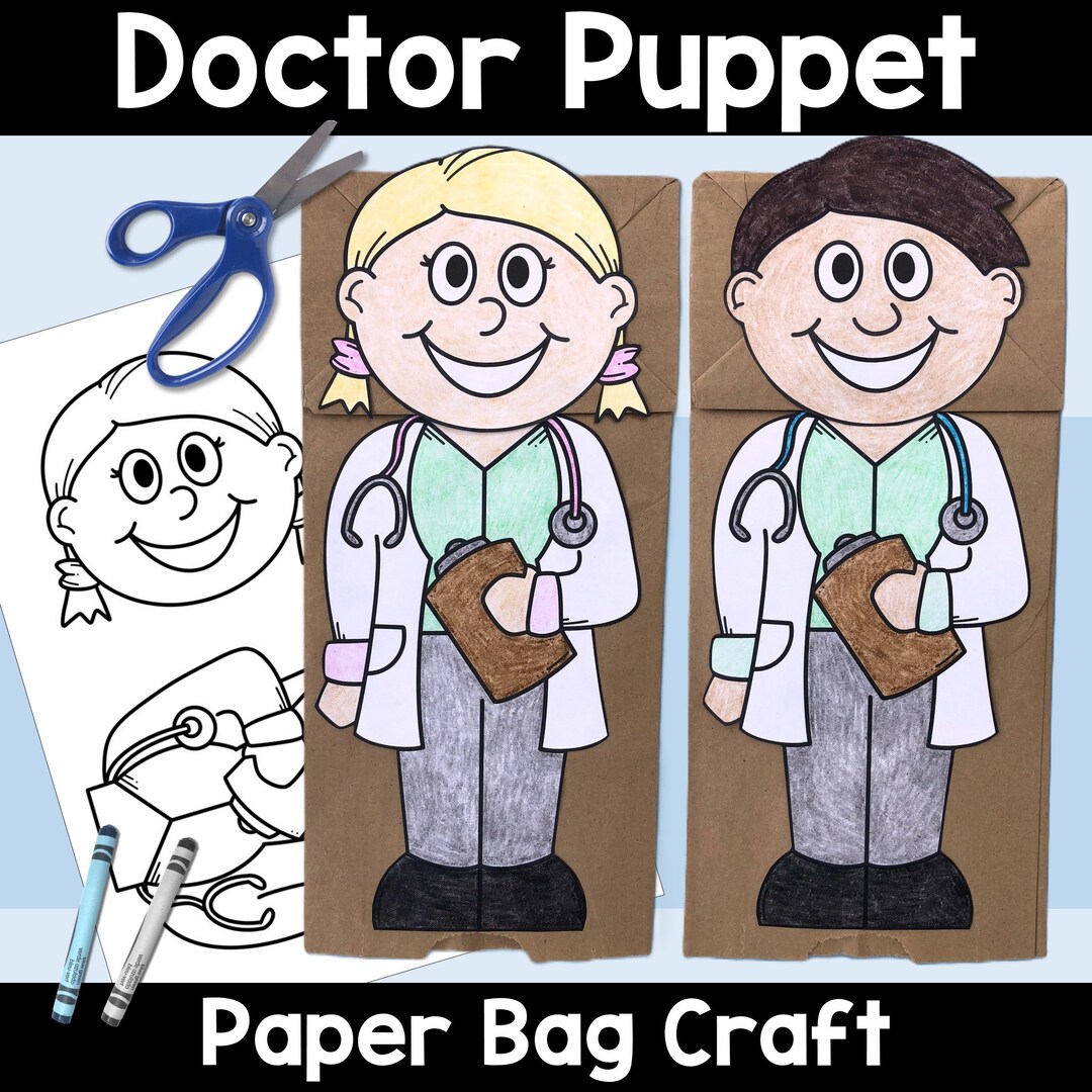 Doctor Paper Bag Puppet | Fun Community Helper Craft Activity for Kids ...