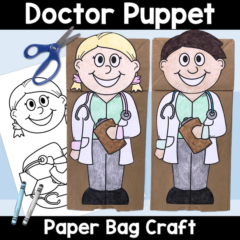 Doctor Paper Bag Puppet | Fun Community Helper Craft Activity for Kids ...