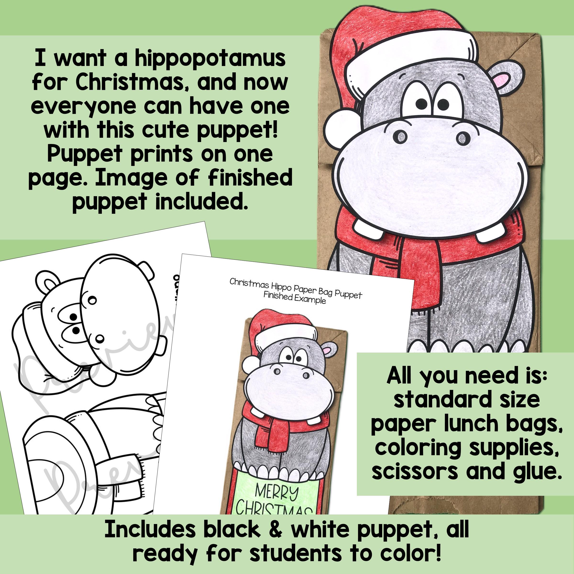 I Want a Hippopotamus for Christmas | Fun Hippo Paper Bag Puppet for ...