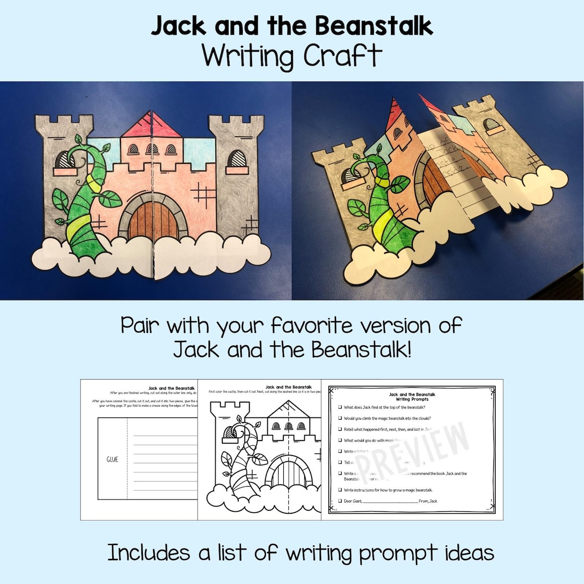 Jack and the Beanstalk Fun Writing Craft With Prompts - Etsy