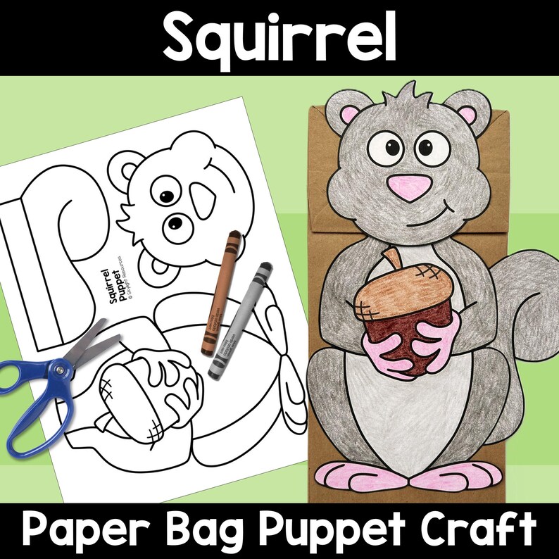 Squirrel Paper Bag Puppet: Kids Craft Activity (digital Download) - Etsy