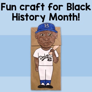 Black History Month | Jackie Robinson Baseball Paper Bag Puppet | Kids ...