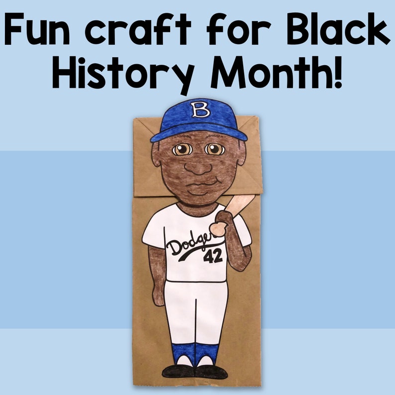 Black History Month | Jackie Robinson Baseball Paper Bag Puppet | Kids ...