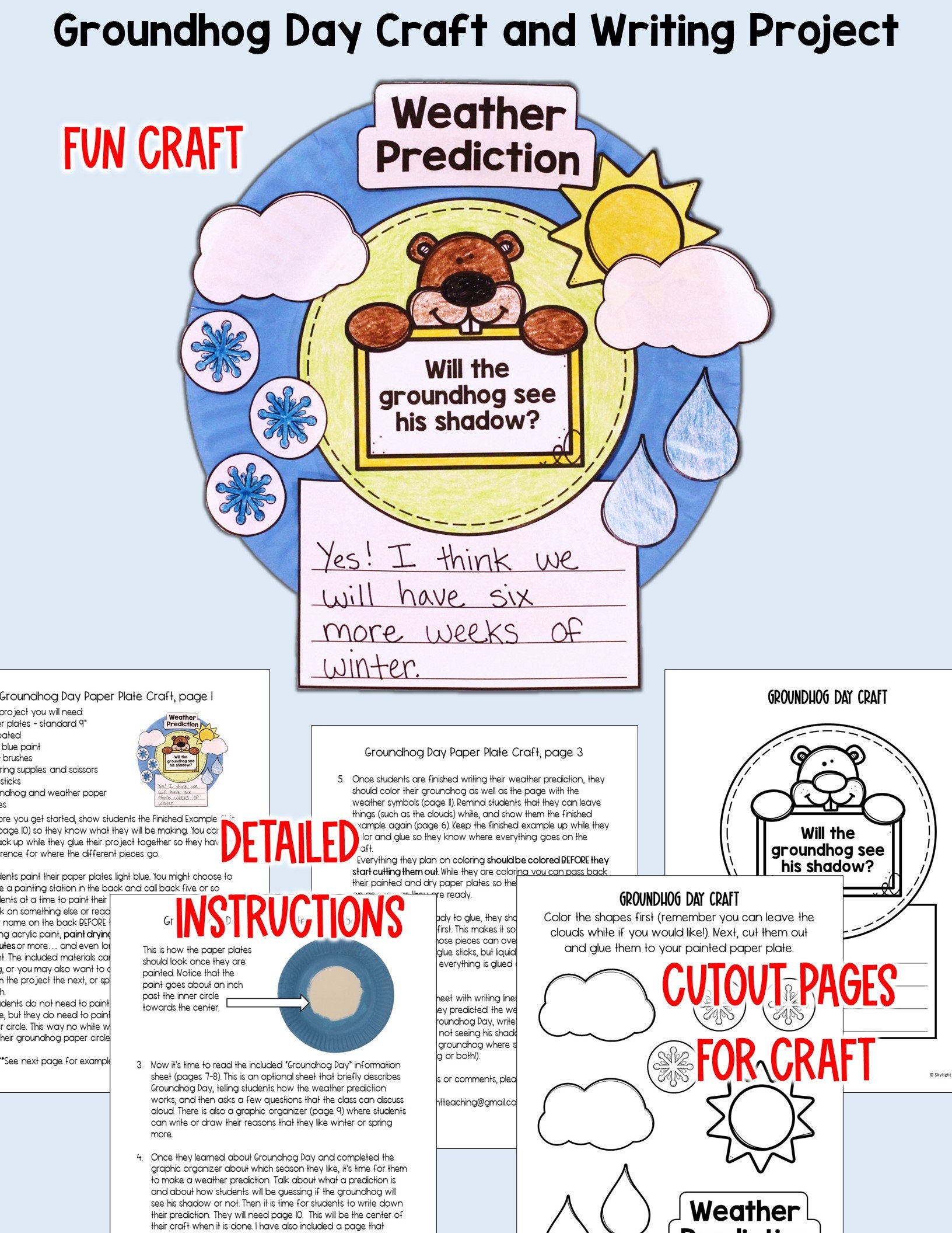 Groundhog Day Paper Plate Craft and Writing Activity | Fun February ...