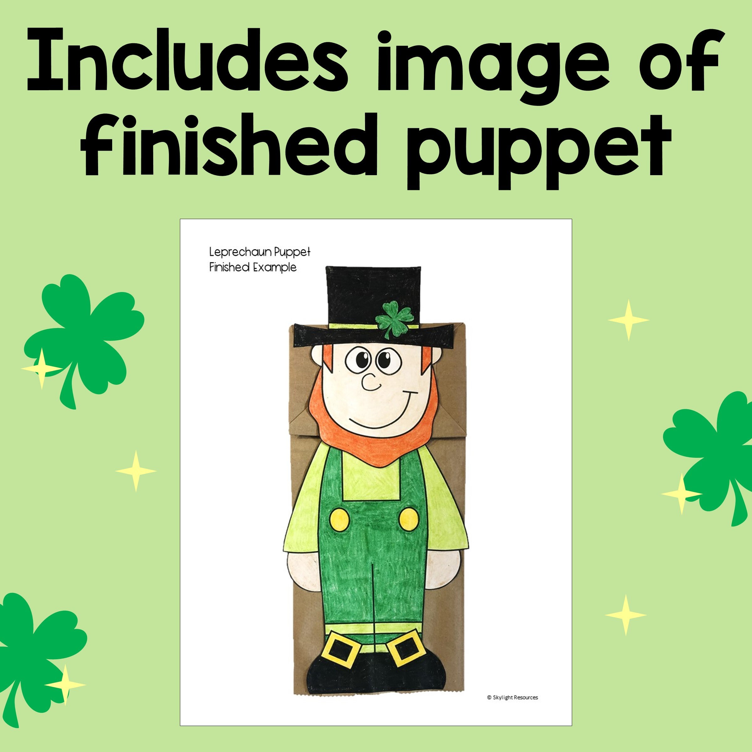 Leprechaun Paper Bag Puppet Kids St. Patrick's Day Craft Activity for ...