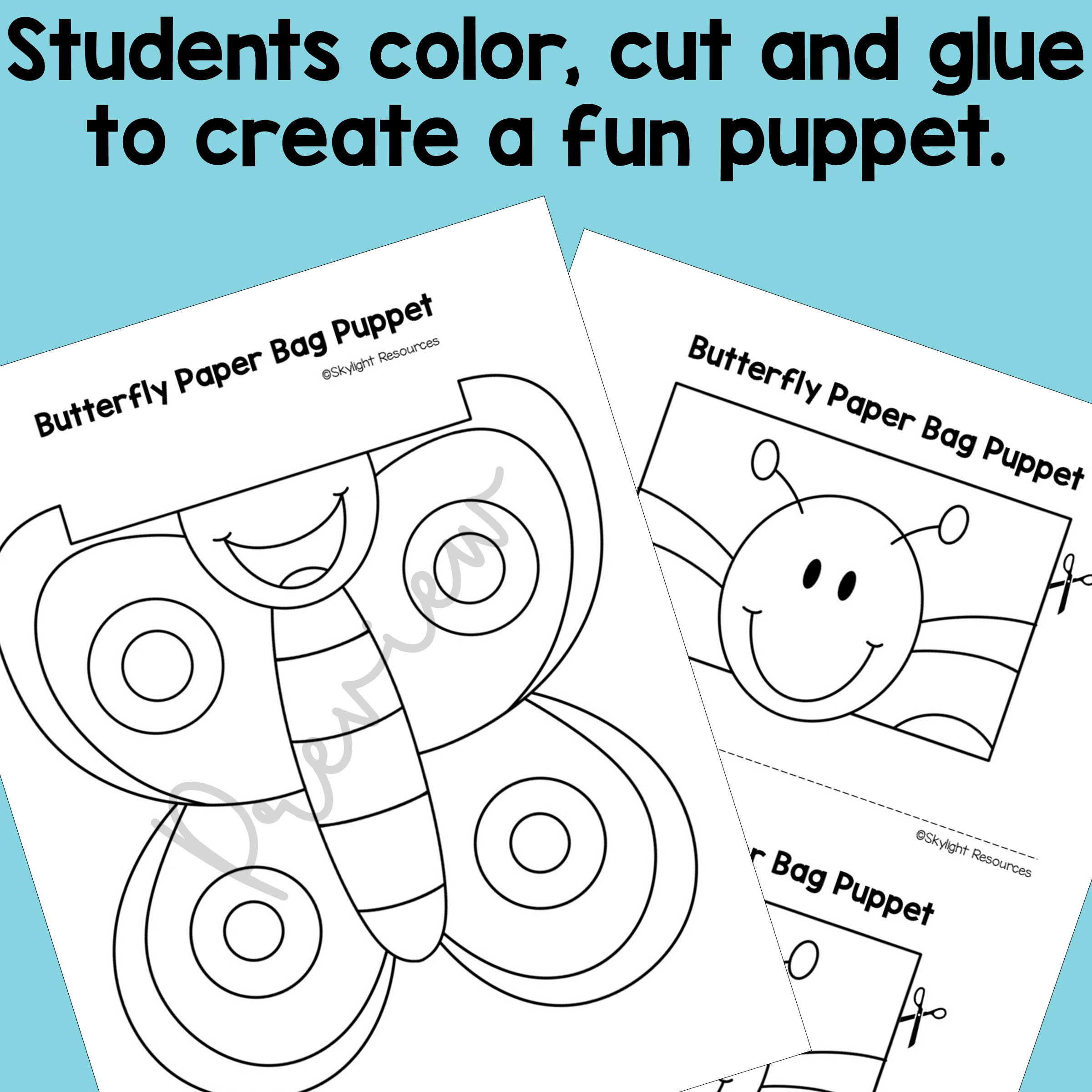 Butterfly Paper Bag Puppet Spring Craft Activity for Classroom or Home ...