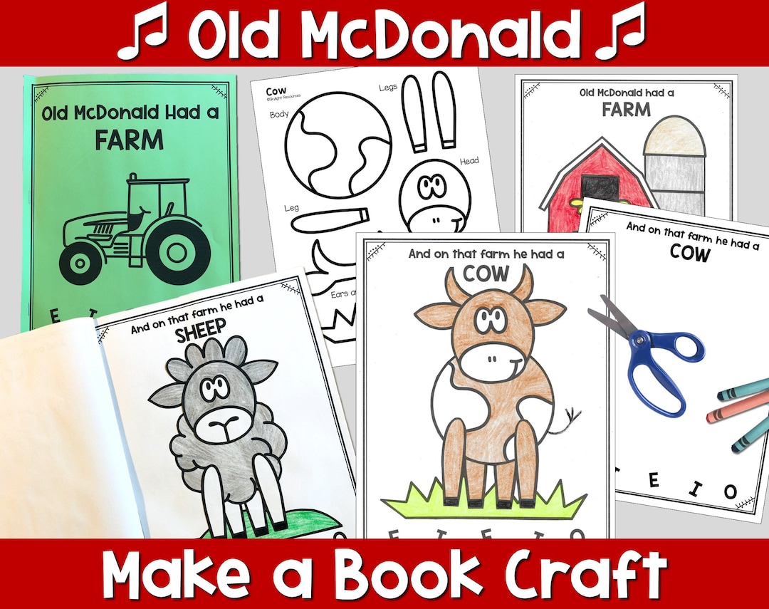 Old Mcdonald Had a Farm Kids Craft Sing Along Book for Classroom or ...