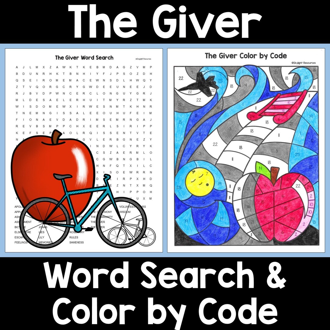 The Giver Word Search and Color by Code | Fun Book Activity Bundle for ...