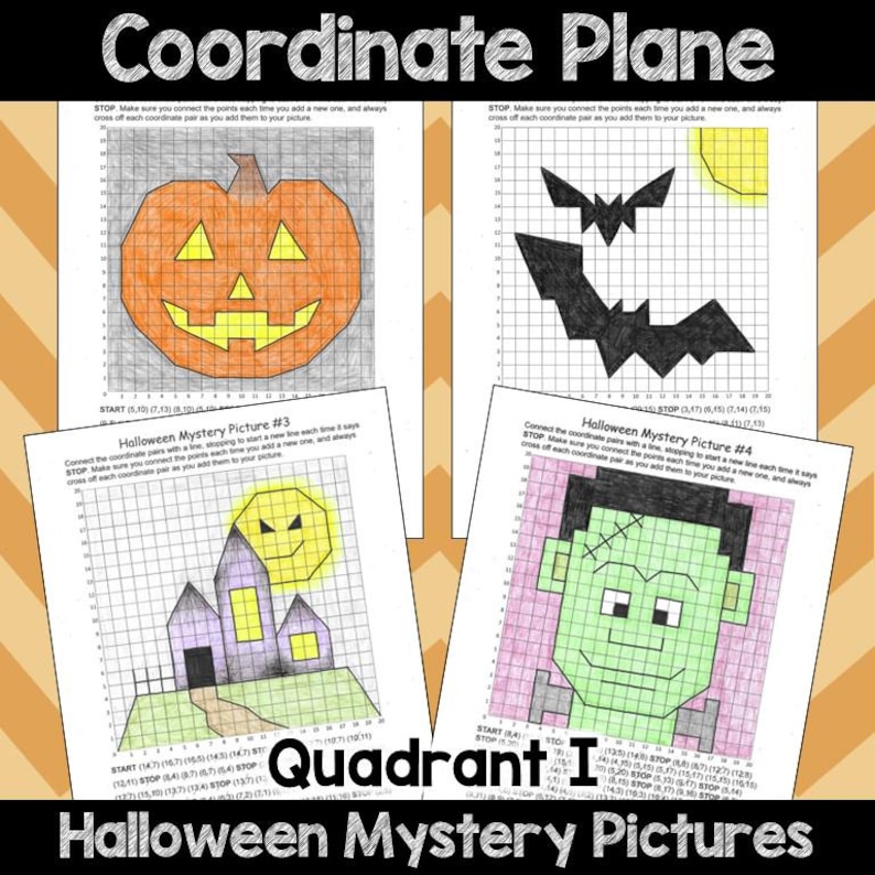 Halloween Coordinate Plane Mystery Pictures in Quadrant I - Etsy