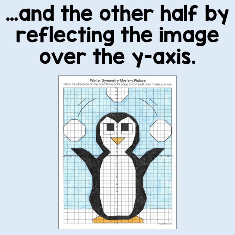 Winter Coordinate Plane Graphing Pictures Four Quadrant Symmetry Math ...