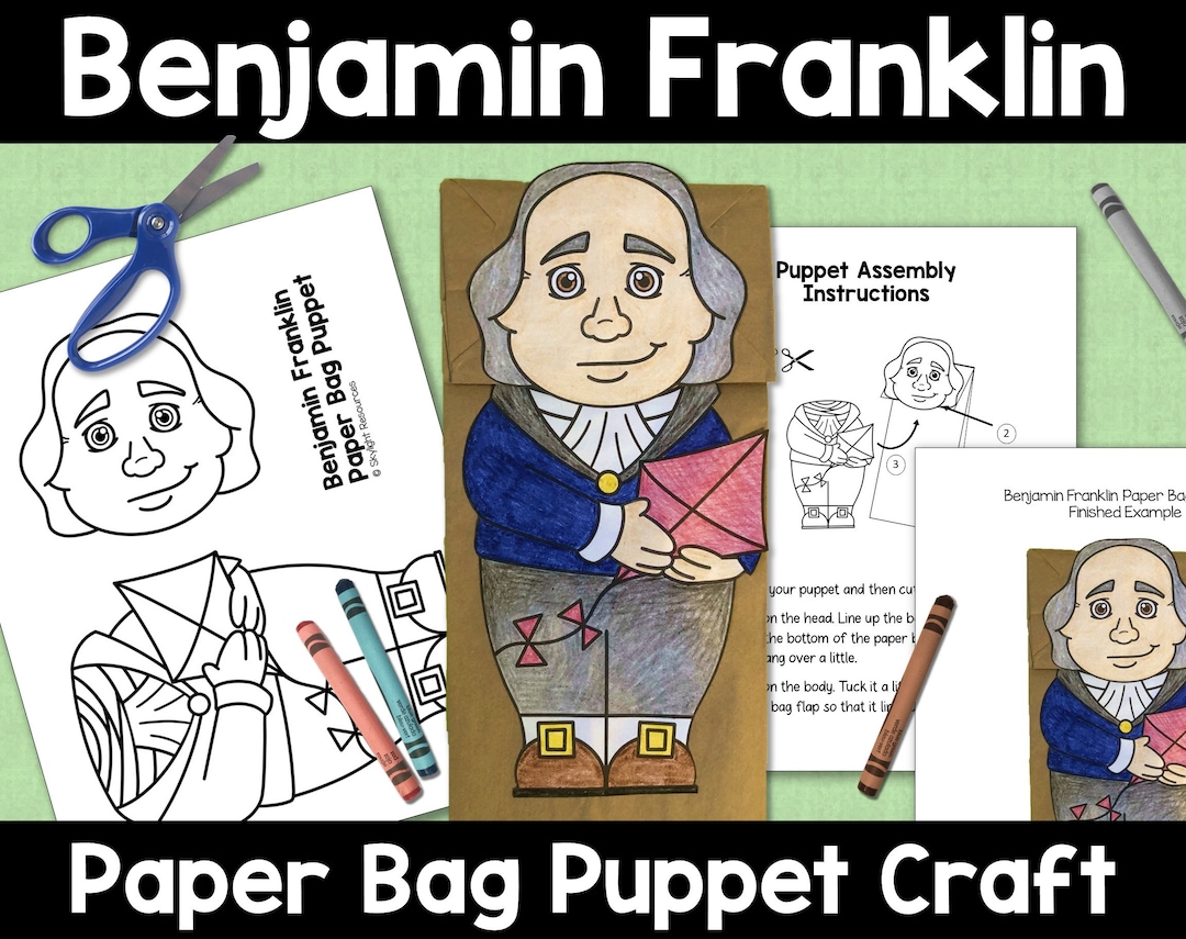 Benjamin Franklin History Craft | Paper Bag Puppet Kids' Activity - Etsy