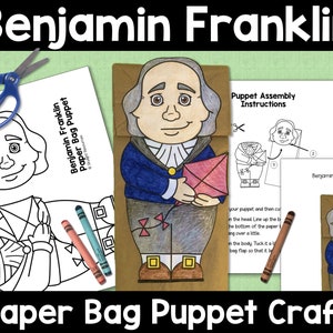 Benjamin Franklin History Craft | Paper Bag Puppet Kids' Activity - Etsy