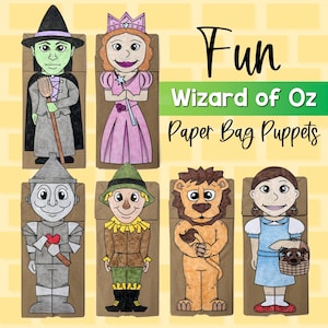 Wizard of Oz Paper Bag Puppets, Fun Craft Activity With Wicked Witch ...
