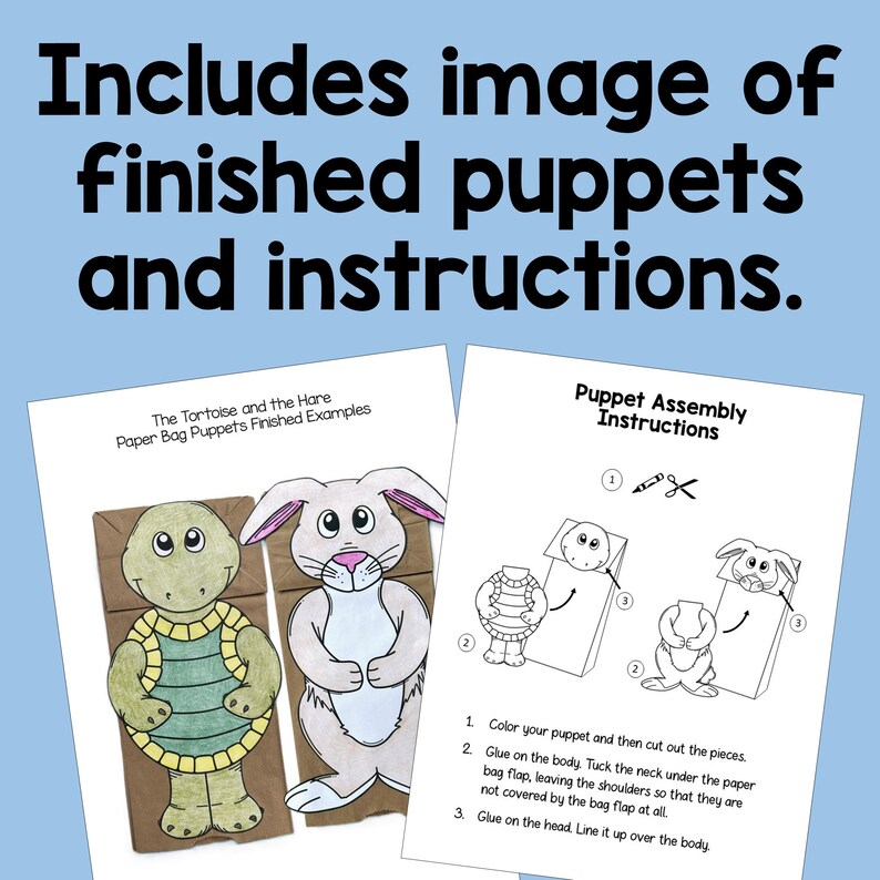 Aesop's Fables the Tortoise and the Hare Paper Bag Puppets Fun Craft ...