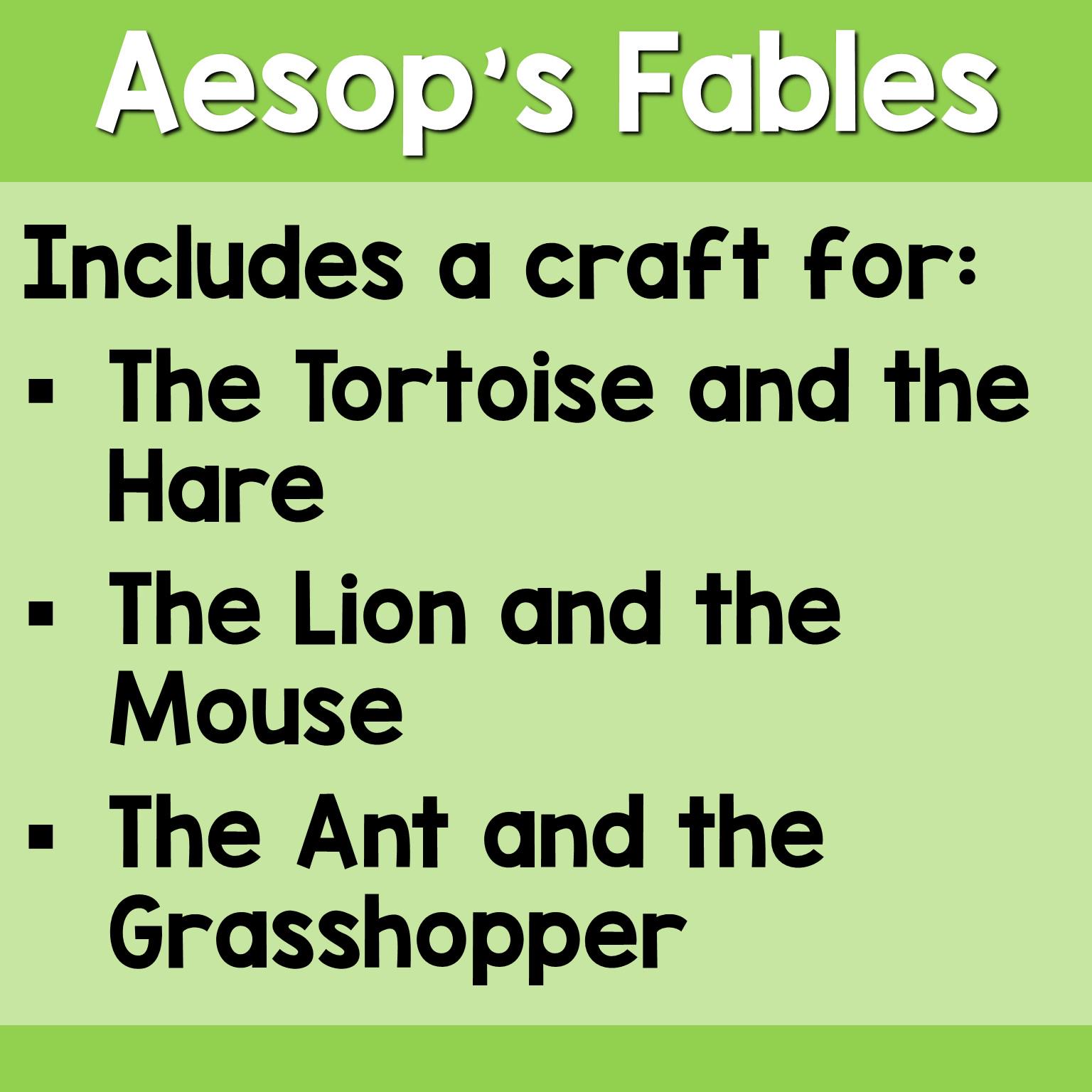 Aesop's Fables | Fun Moral of the Story Writing Crafts for Kids - Etsy
