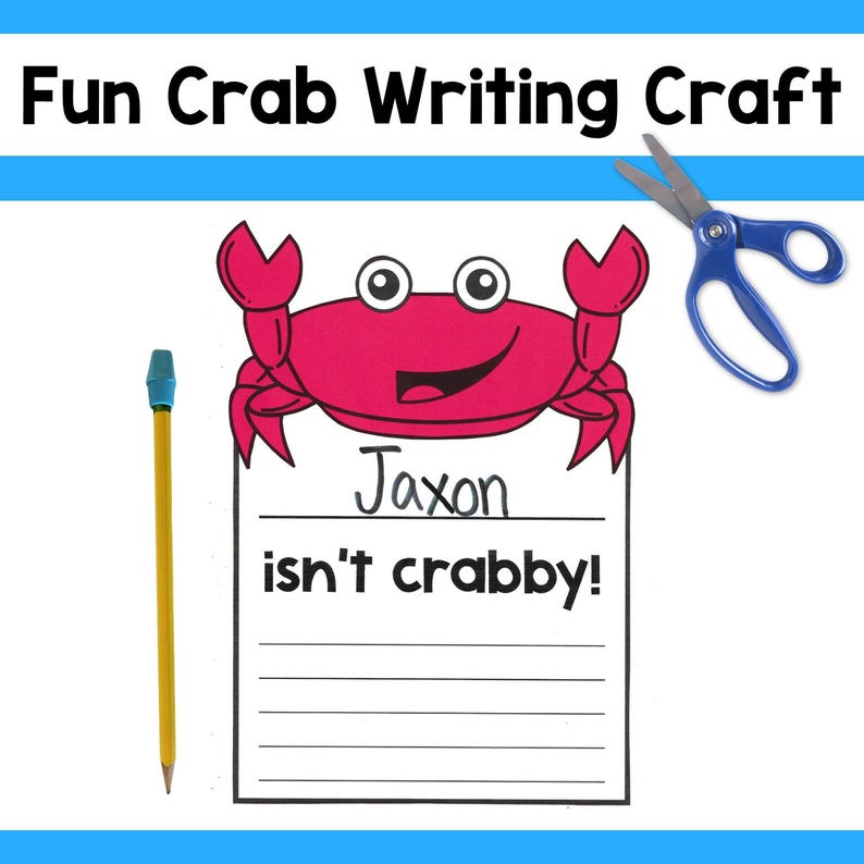 Ocean Crab Bulletin Board Writing Craft | SEL Thankful Activity | Fun ...
