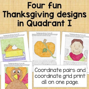 Thanksgiving Coordinate Plane Math Mystery Pictures in Quadrant I - Etsy