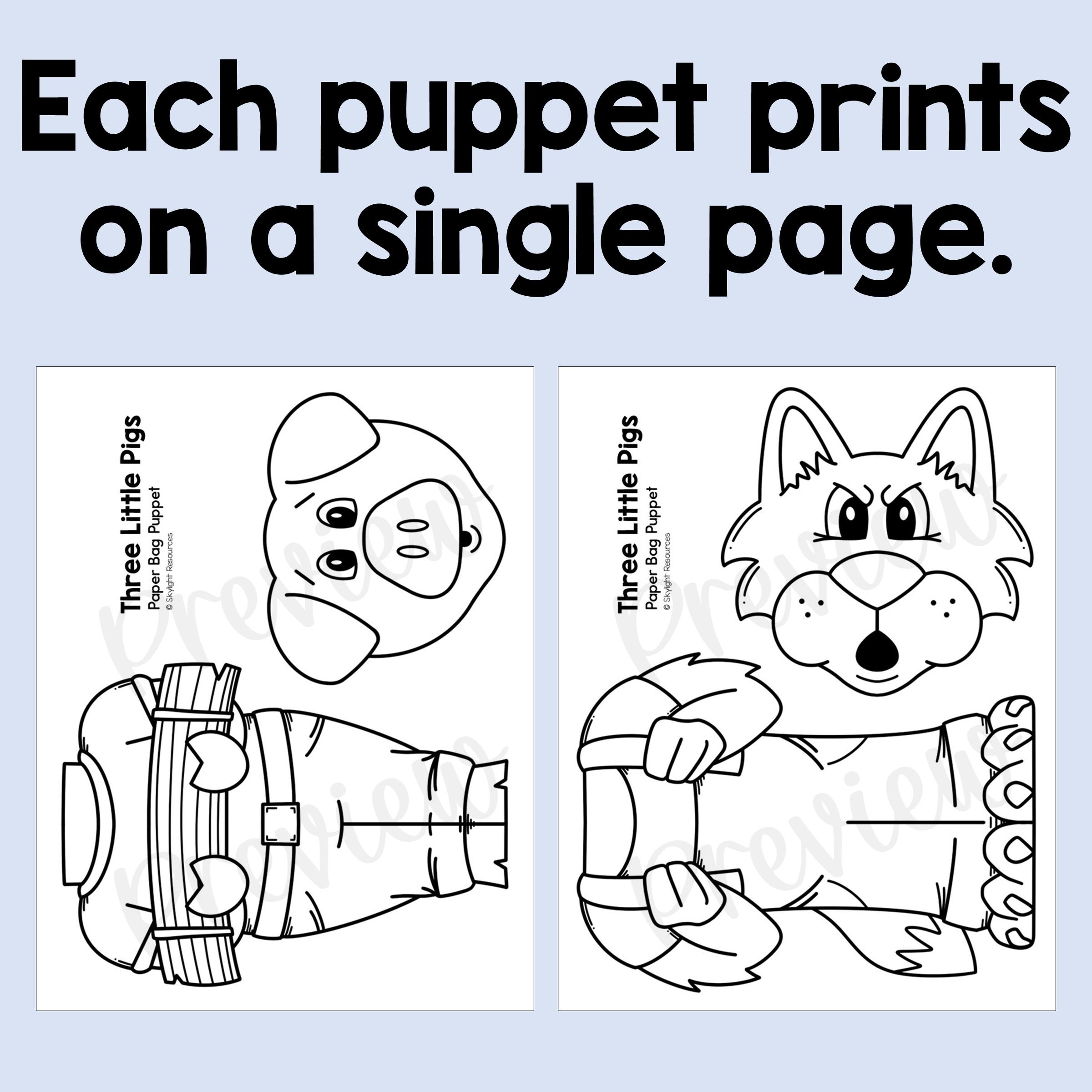 The Three Little Pigs Paper Bag Puppets, Story Retell Craft, Classroom ...