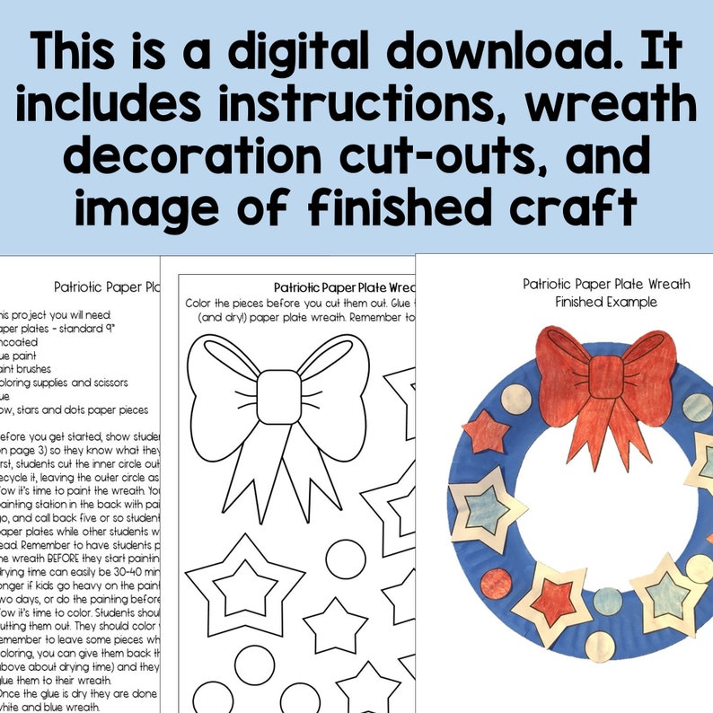 Patriotic Paper Plate Wreath Craft Activity for Presidents' Day ...