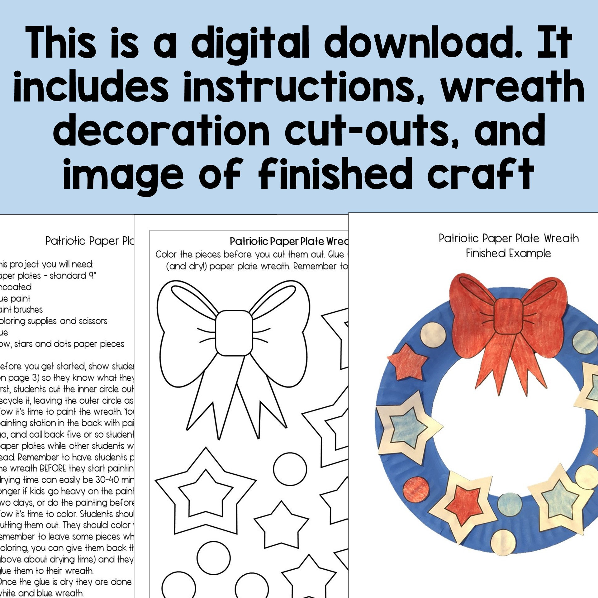 Patriotic Paper Plate Wreath Craft Activity for Presidents' Day ...