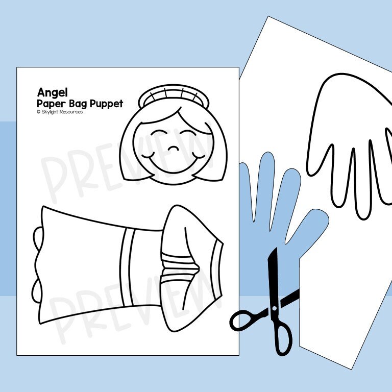 Angel Paper Bag Puppet Craft: Christmas Activity (digital Download) - Etsy