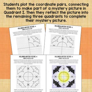 Halloween Symmetry and Reflection Coordinate Plane Mystery Graphing ...