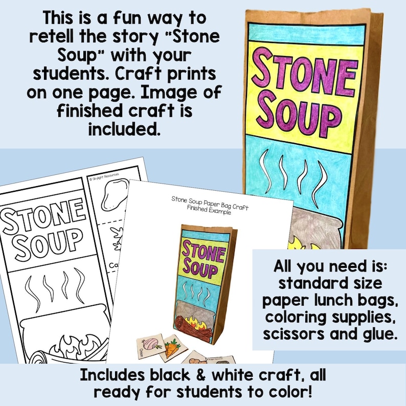 Stone Soup Paper Bag Craft Activity | Story Retell Fun for Kids - Etsy