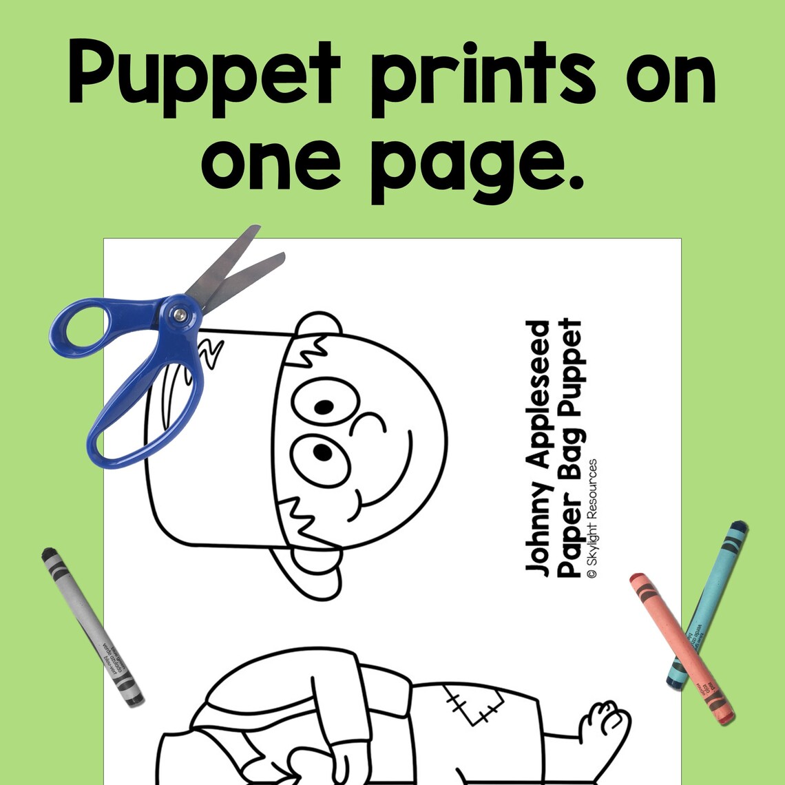 Johnny Appleseed Craft | Paper Bag Puppet Kids Activity - Etsy